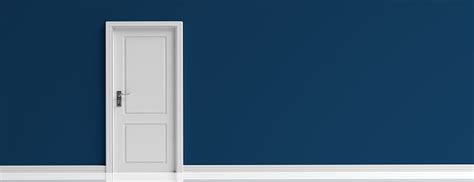 닫힌 된 문 흰색 어두운 해군 파란색 벽 배경 배너입니다 3d 일러스트레이션 문에 대한 스톡 사진 및 기타 이미지 문 벽 곤색 Istock