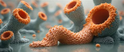 Abstract Organic Structures With Orange And Blue Textures Stock