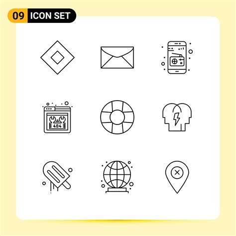 Pack Of 9 Modern Outlines Signs And Symbols For Web Print Media Such As Conflict Help