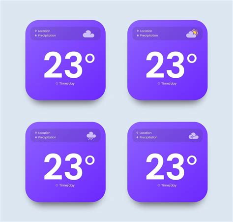 Interface Elements For Weather Forecast Mobile App Purple Ui Toolkit