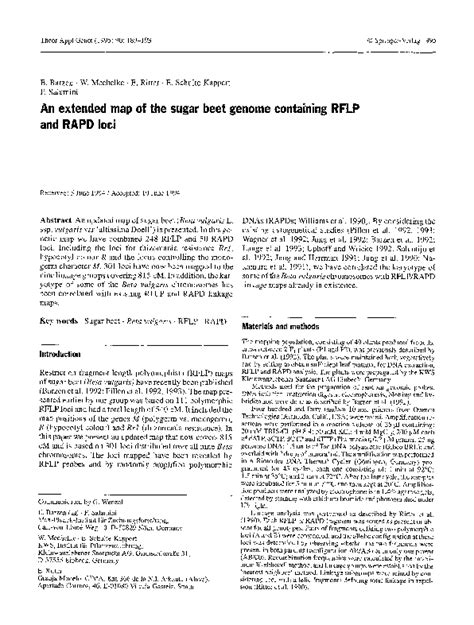 Pdf An Extended Map Of The Sugar Beet Genome Containing Rflp And Rapd
