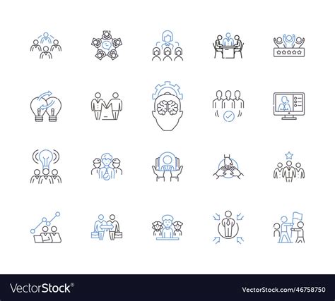 Management Brainstorming Outline Icons Collection Vector Image