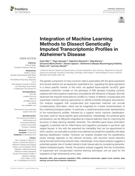pdf integration of machine learning methods to dissect genetically