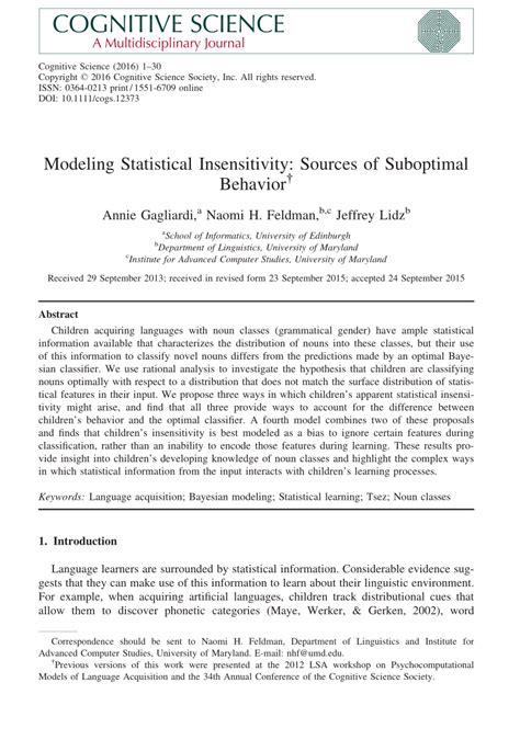 Pdf Modeling Statistical Insensitivity Sources Of Suboptimal Behavior