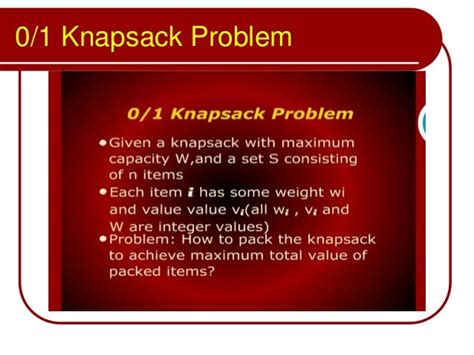 0 1 knapsack problem