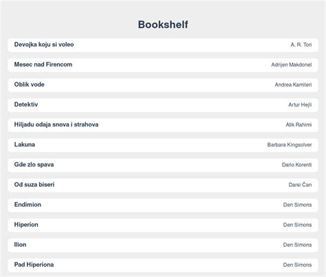 Vue Bookshelf Dnevnik