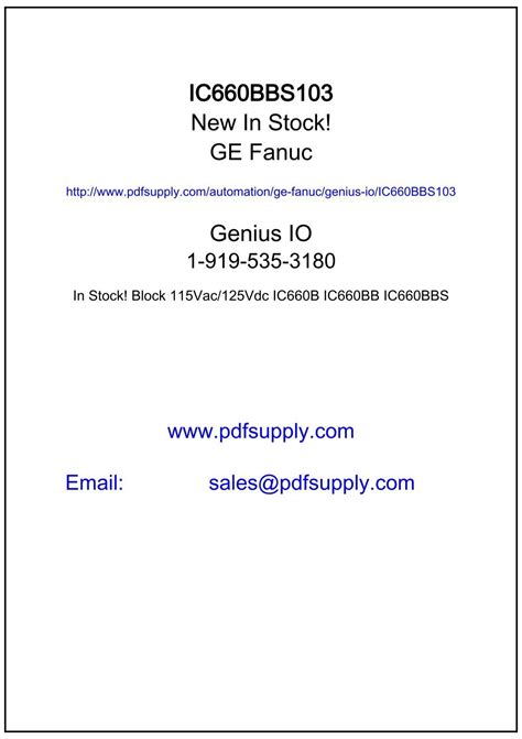 GE Fanuc Genius I O IC BBS GE Fanuc PLC