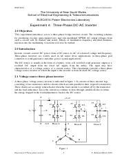 Experiment 4 Three Phase Inverter Pdf ELEC4614 Power Electronics Laboratory The University