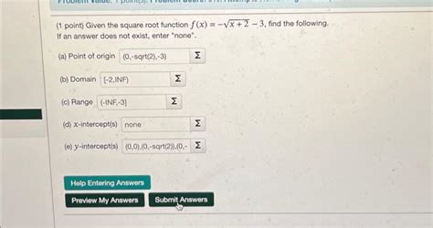 Solved Point Given The Square Root Function F X X Chegg Com