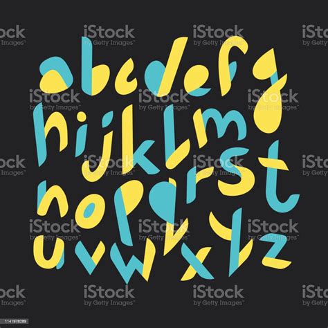 장식 현대 창조적 인 영어 알파벳 창조적 인 만화 재미 있은 아이 글꼴 귀여운 손으로 그린 편지의 집합입니다 디자인을 위한 Abc 독특한 디자인 벡터 일러스트입니다 0명에
