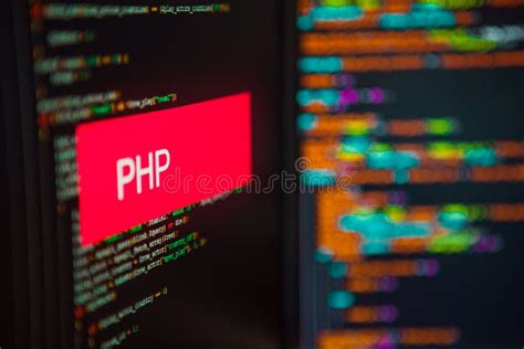 programming language php inscription on the background of computer