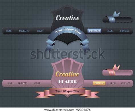 Web Elements Vector Header Navigation Templates Stock Vector Royalty