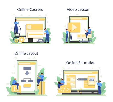 Premium Vector Frontend Developer Online Service Or Platform Set