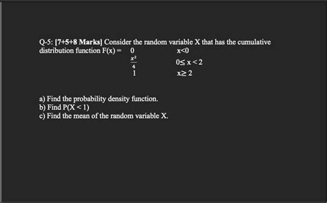 Solved A Find The Probability Density Function B Find Chegg