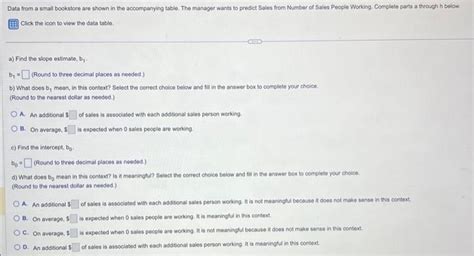 Solved Data Tabledata From A Small Bookstore Are Shown In