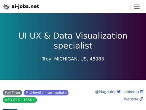 Hiring Ui Ux And Data Visualization Specialist In Troy Michigan Us