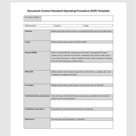 Process Document Template Etsy