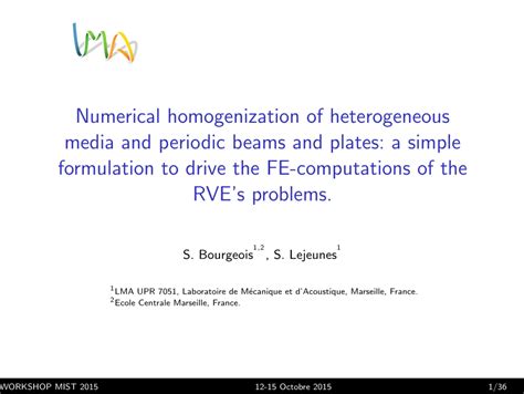 Pdf Numerical Homogenization Of Heterogeneous Media And Periodic