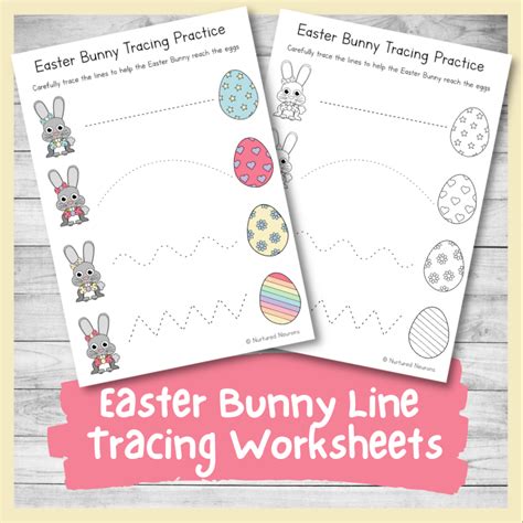 Easter Bunny Line Tracing Worksheets Preschool Printable Nurtured