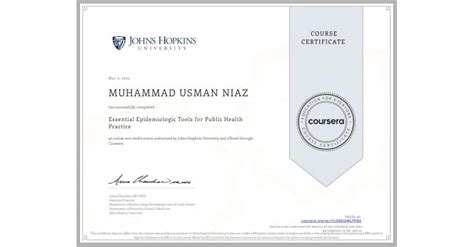 Muhammad Usman On Linkedin Completion Certificate For Essential Epidemiologic Tools For Public