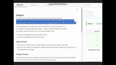 Judged Advitiya2 Codechef Starters 119 Full Solution With Code
