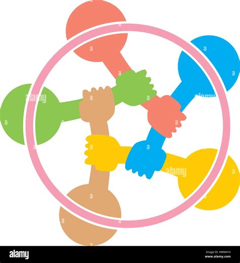 Unity Colourful Hands Together In A Circle Stock Vector Image Art Alamy