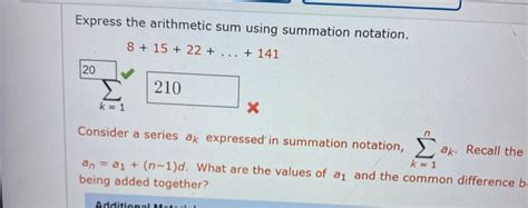 Solved Express The Arithmetic Sum Using Summation Notation