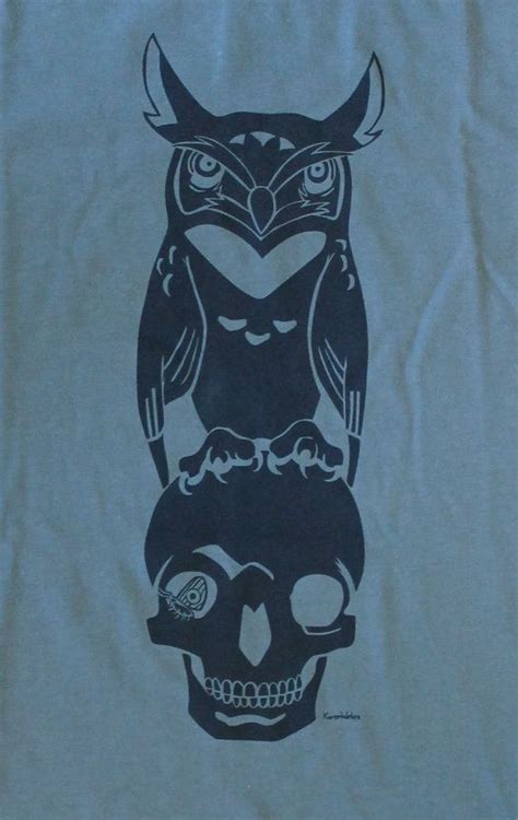 Mens T Shirt Owl And Skull Design Wisdom Steel Blue With Dark