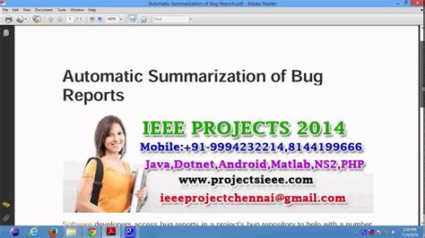 Automatic Summarization Of Bug Reports Youtube