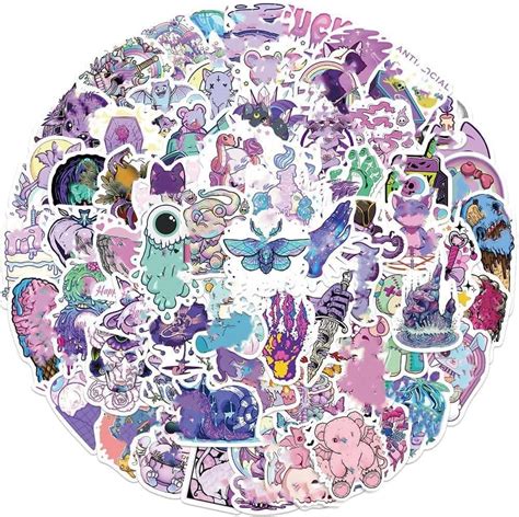 50pcs Anime Gothic Stickers Waterproof Vinyl Skull Decal