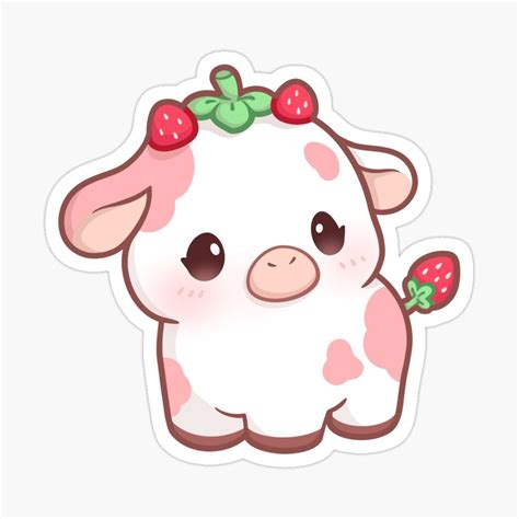 Cute Strawberry Cow Hugging A Strawberry Sticker Strawberry Cow Artofit