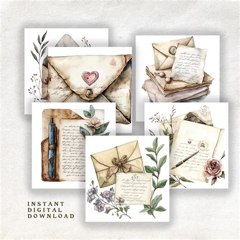Watercolor Cottagecore Letter Clipart Vintage Floral Stationery