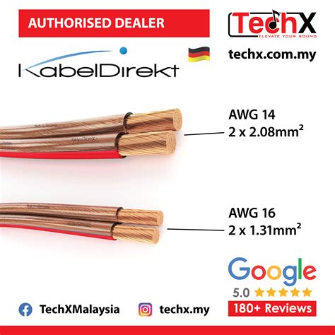Kabeldirekt Pure Copper Stereo Speaker Cable Awg 16 And Awg 14 1 Meter Lazada
