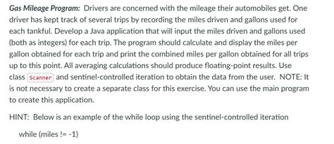 Solved Gas Mileage Program Drivers Are Concerned With The Chegg