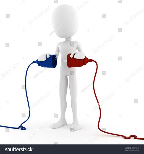 D Man Conecting Two Cables Stock Illustration Shutterstock