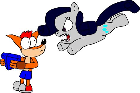 Rarity Attacking Crash Bandicoot With A Gem By Blackrhinoranger On