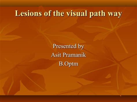 Lesions Of The Visual Pathway Ppt Eye And Vision Conditions