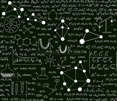 Chemical Vector Seamless Pattern With Formulas Schemes And Equations Stock Vector