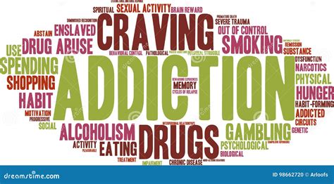Addiction Word Cloud Stock Vector Illustration Of Dependence 98662720