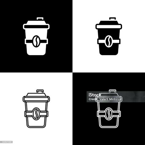 흑백 배경에 고립 된 아이콘을 이동 커피 컵을 설정합니다 벡터 검은색에 대한 스톡 벡터 아트 및 기타 이미지 검은색 단일 객체 동작 활동 Istock