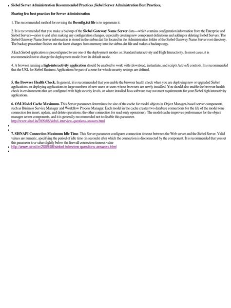 Siebel Server Admin Best Practice Pdf Web Server Internet And Web