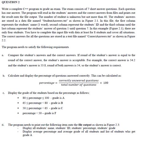 Solved Question 2 Write A Complete Ch Program To Grade An