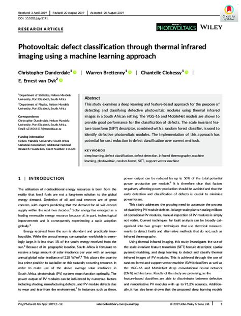 pdf photovoltaic defect classification through thermal infrared