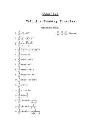 Integration Cheat Sheet Docsity