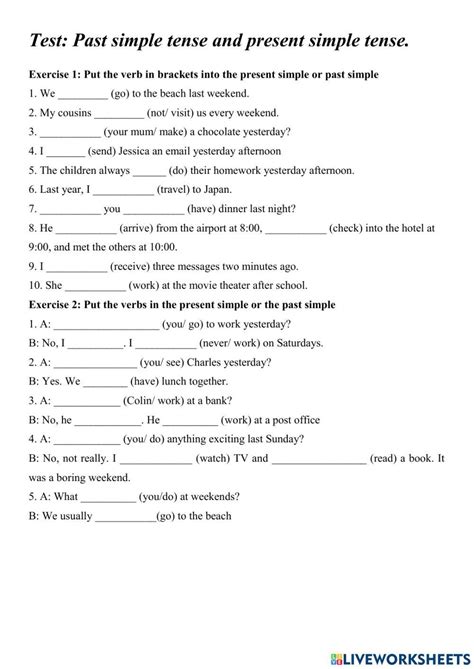 Test Past Simple And Present Simple Tense Online Exercise For Live