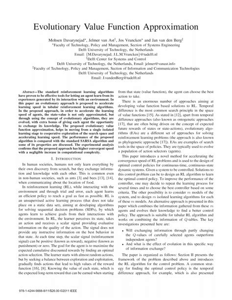 Pdf Evolutionary Value Function Approximation