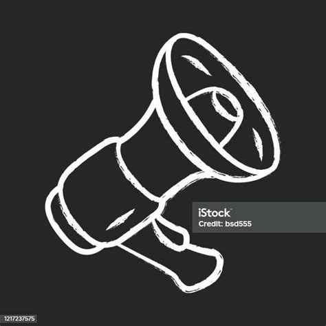 마우스 피스 분필 아이콘입니다 메가폰 불혼 속보 발표 기호 라우드 스피커 큰 소리로 경고를 발음하고 중요한 뉴스를보고하기위한 장치 절연 벡터 칠판 그림 칠판에 대한 스톡