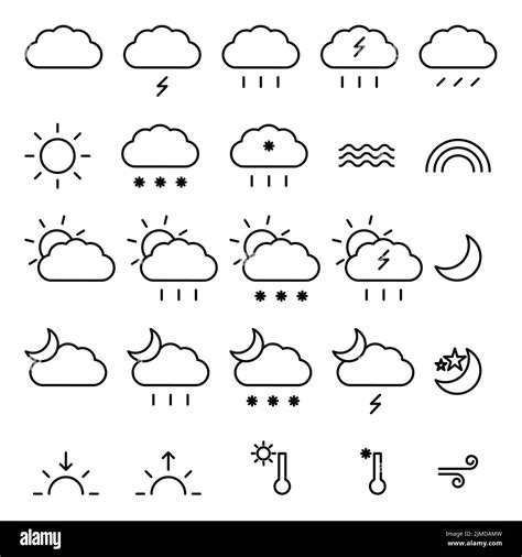 Weather Forecast Outline Isolated Web Icons Set Stock Vector Image And Art Alamy