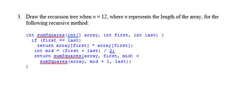solved 3 draw the recursion tree when n 12 where n