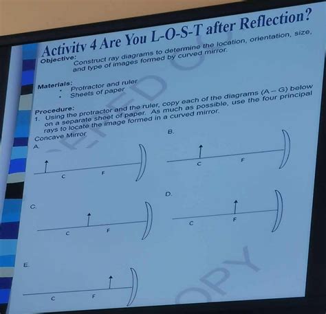 Solved Activitv 4 Are You L O S T After Reflection Objective Construct Ray Diagrams To